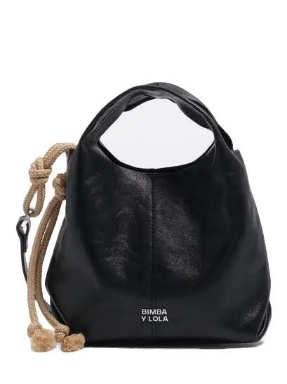 Bimba Y Lola Mini Leather Paper Bag - Black