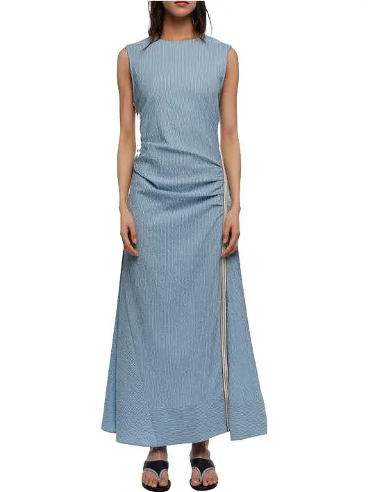 Bimba Y Lola Striped Overlay Maxi Dress - Light Blue