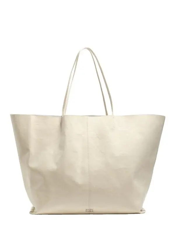 Bimba Y Lola Leather Maxi Shopper Bag - Ivory