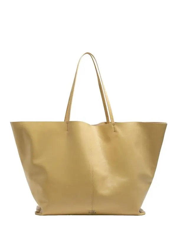 Bimba Y Lola Leather Maxi Shopper Bag - Oat
