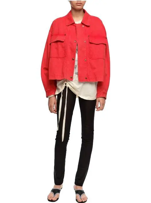 Bimba Y Lola Short Cropped Cotton Jacket With Press Studs - Red