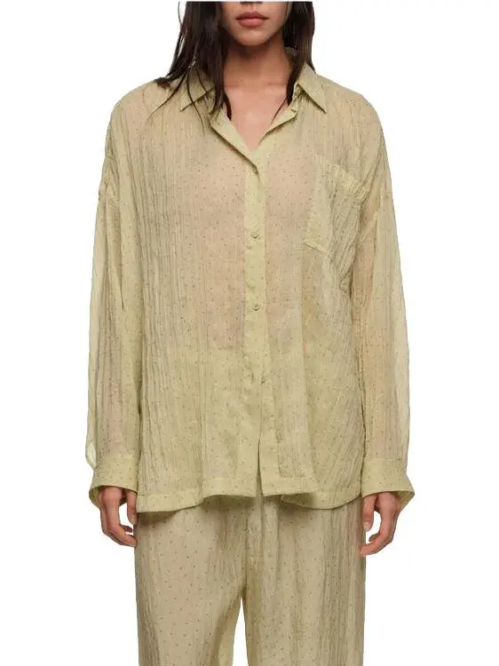 Bimba Y Lola Mini Dots Pleated Oversized Shirt - Dots Mini Olive