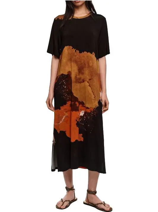Bimba Y Lola Flowing Midi T-shirt Dress - Blot Xl Black