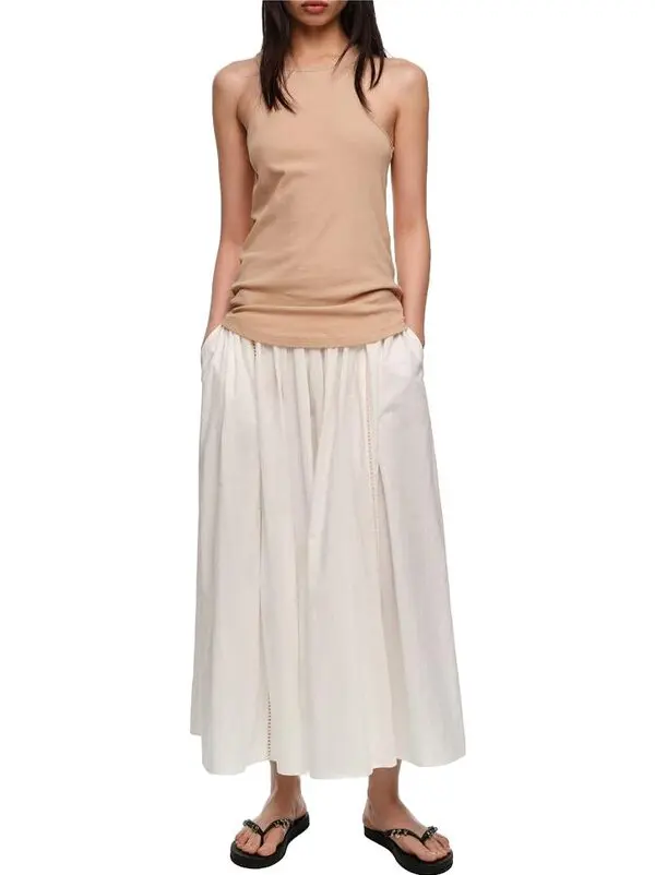 Bimba Y Lola Gathered Cotton Midi Skirt - White