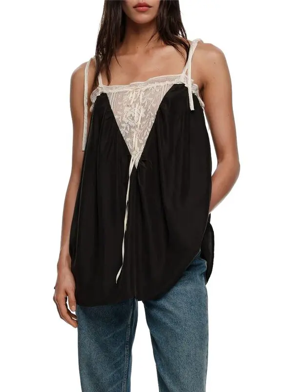 Bimba Y Lola Silk-blend Lace Vest - Black