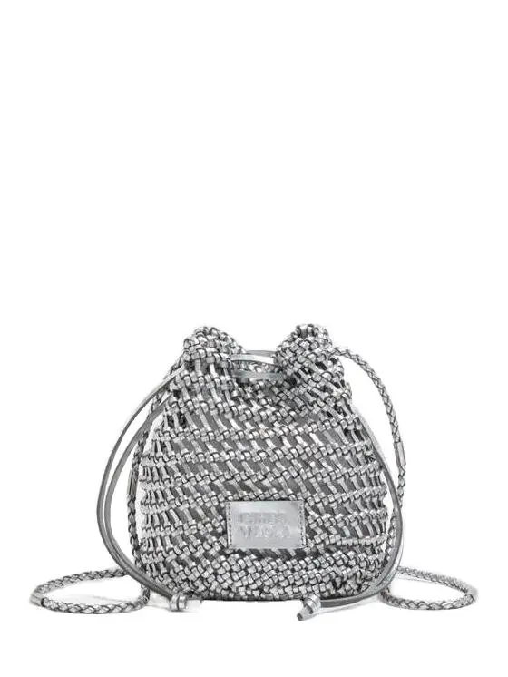 Bimba Y Lola Mini Plaited Crochet Leather Bag - Silver