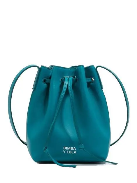 Bimba Y Lola Small Leather Bucket Bag - Tropical Green