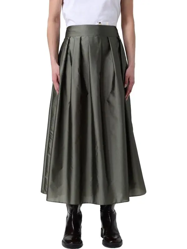 Max Mara Silk Blend Satin Midi Skirt - Olive