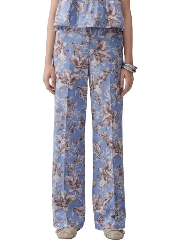 Liu Jo Printed Cotton Poplin Palazzo Pants - Multicolor