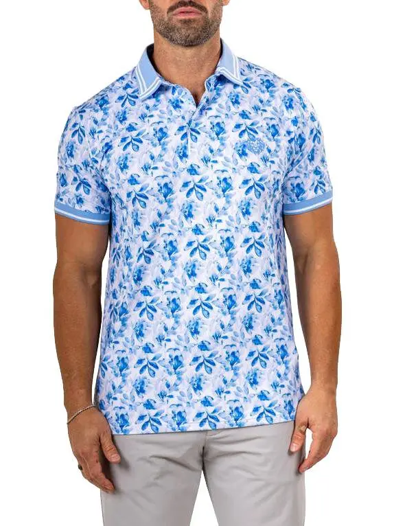 MACEOO Martyr00008 Print Golf Polo - Blue