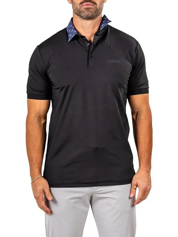 MACEOO Marthyr0021 Contrast Collar Golf Polo - Black