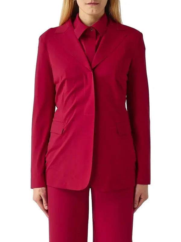 Max Mara Single Breasted Blazer In Technical Fabric - Ruby