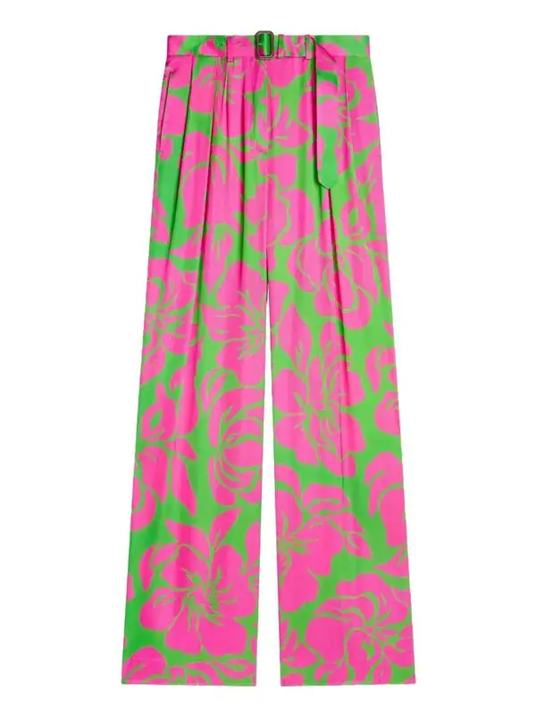 Dries Van Noten Belted Floral Print Trousers - Pink