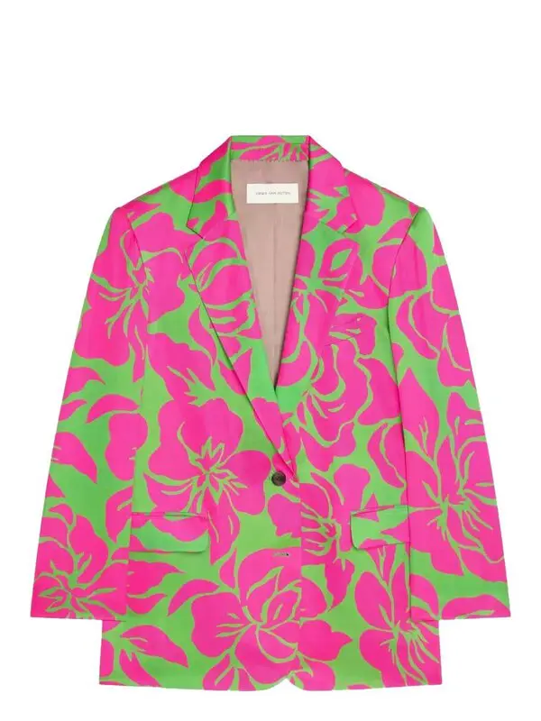 Dries Van Noten Oversized Floral Blazer - Green