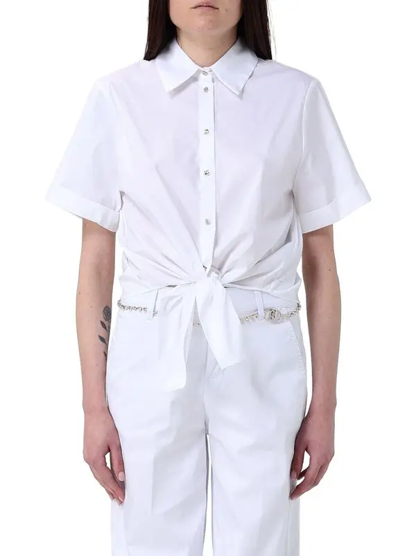 Liu Jo Cropped Shirt With Front Tie Detail - White 1