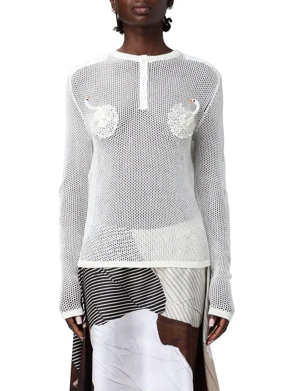 Moschino Long Sleeve Pullover Sweater - White