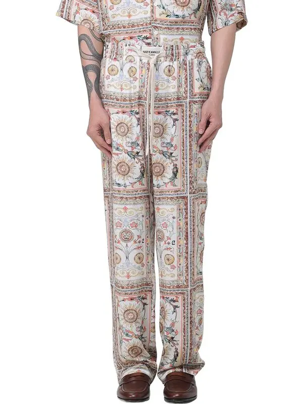 Just Cavalli Printed Viscose Trousers - Brown
