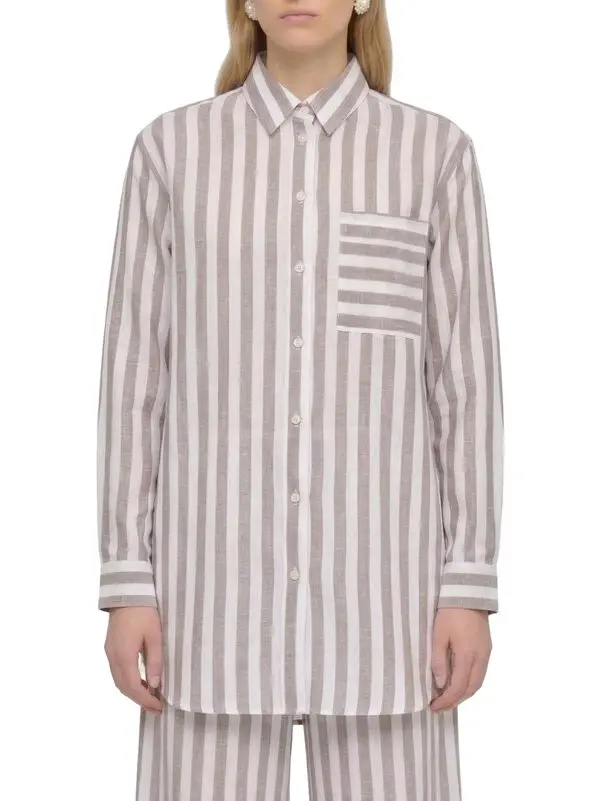 Max Mara Shirt With Classic Collar And Pocket - Brown