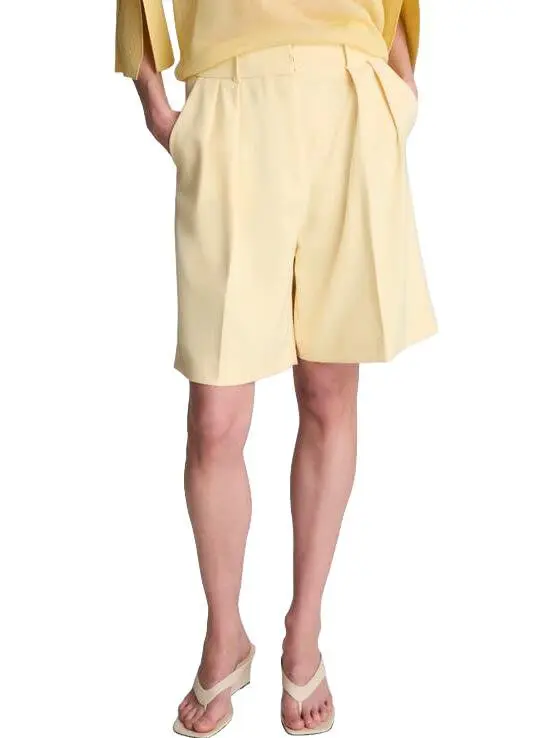 KENNETH COLE Pleated High Waisted Shorts - Pastel Yellow