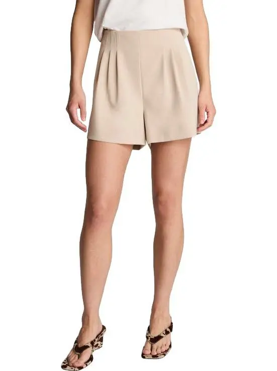 KENNETH COLE Pleated High-waisted Shorts - Timeless Taupe