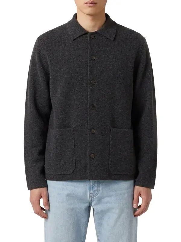 Le Kasha Collared Knit Jacket - Black