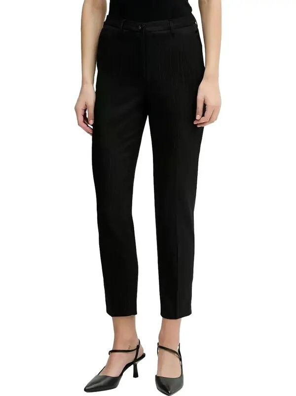 Sisley Ankle-length Pinstripe Trousers - Black