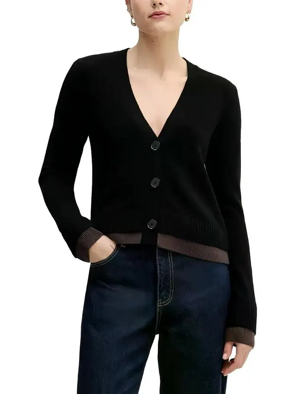 Sisley V-neck Buttoned Cardigan - Black