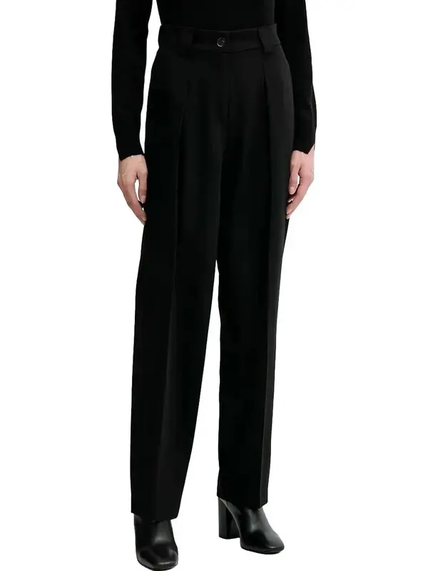Sisley Pleated Wide Leg Trousers - Black