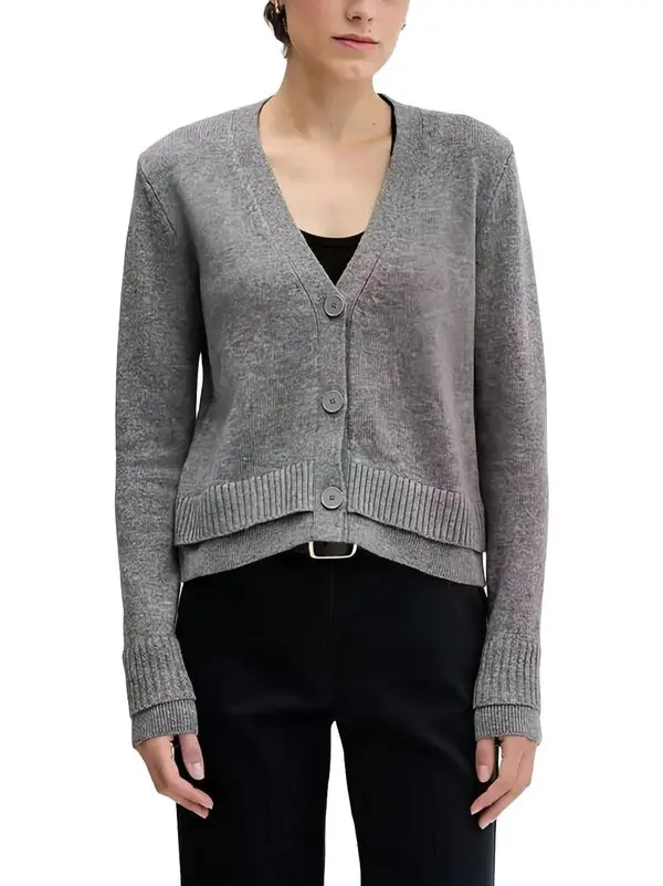 Sisley Button-down V-neck Cardigan - Grey