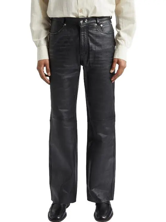 Our Legacy Carlson Cut Five-pocket Leather Jeans - Whisker Black Buffed Lambskin