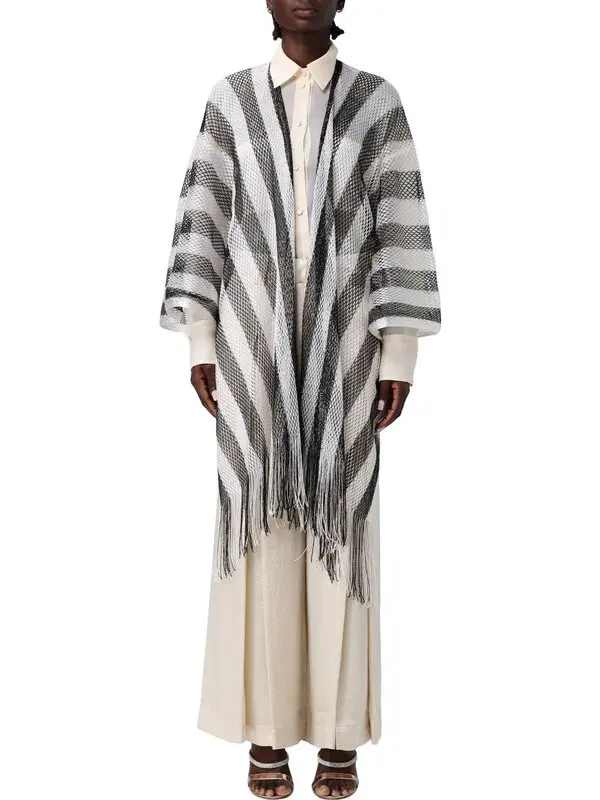 Liu Jo Striped Knit Shawl With Fringes - Multicolor