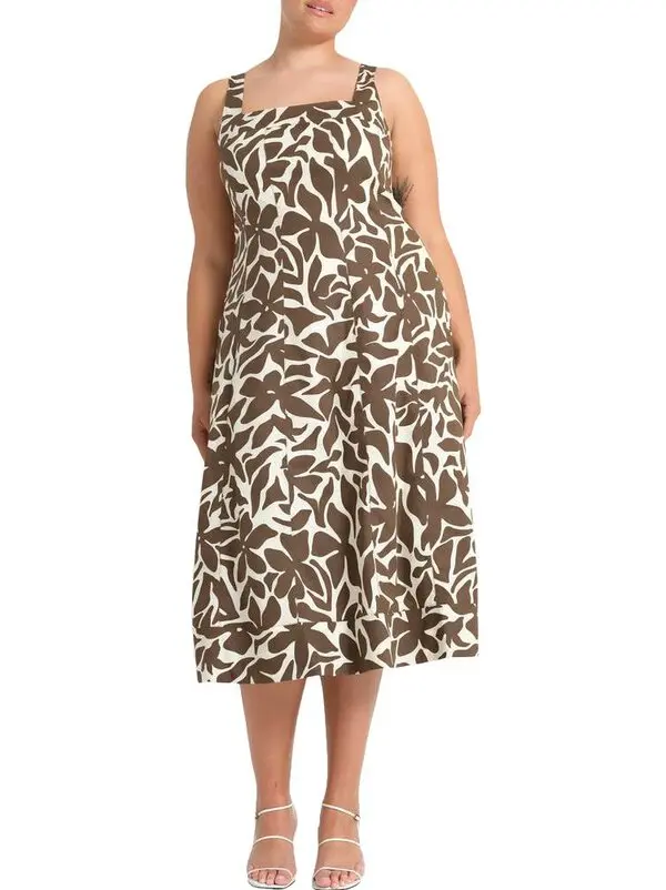 ESTELLE Sylvia Print Sleeveless Midi Dress - Willowflora