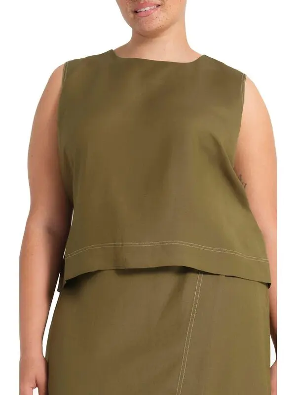 ESTELLE Sonnet Tie Back Sleeveless Top - Fern