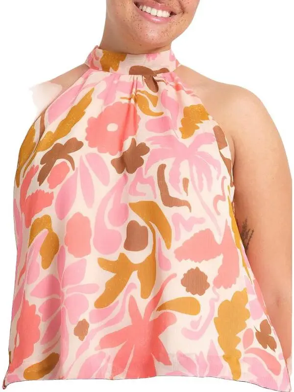 ESTELLE Luciana Print Sleeveless Chiffon Top - Sepia Florals