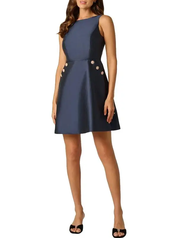 Adrianna Papell Sleeveless Fit & Flare Satin Dress - Midnight
