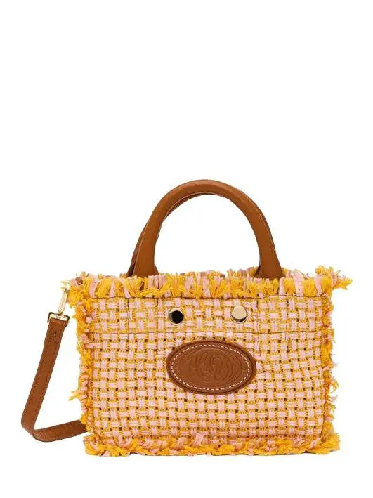 HAMMITT Mini Woven Tote With Frayed Edges - Pink Lemonade