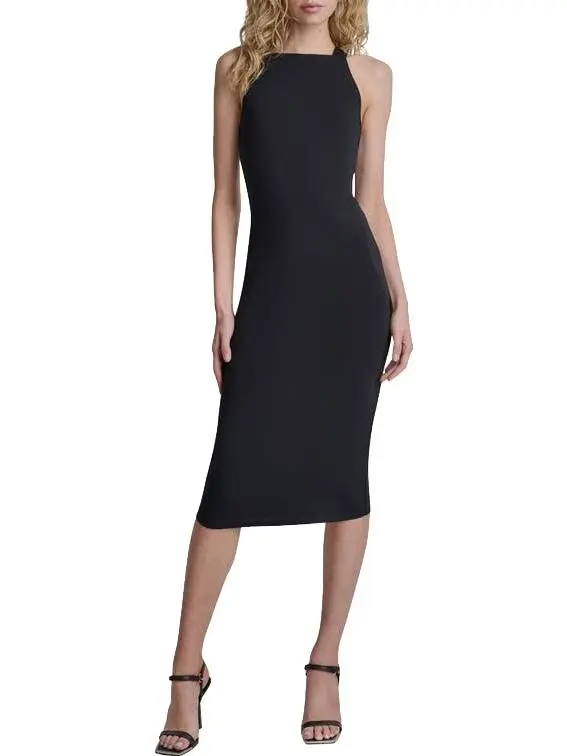Dkny Logo Sleeveless Midi Body-con Dress - Black