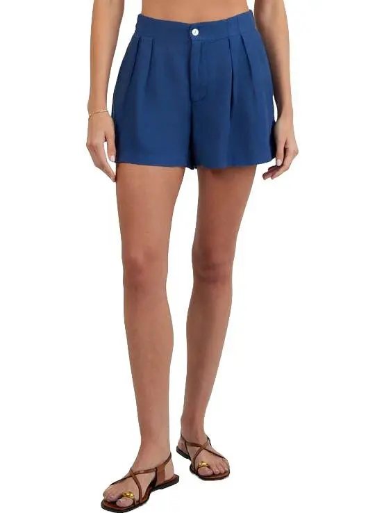Bella Dahl Double Pleat Linen Shorts - Midnight Surf
