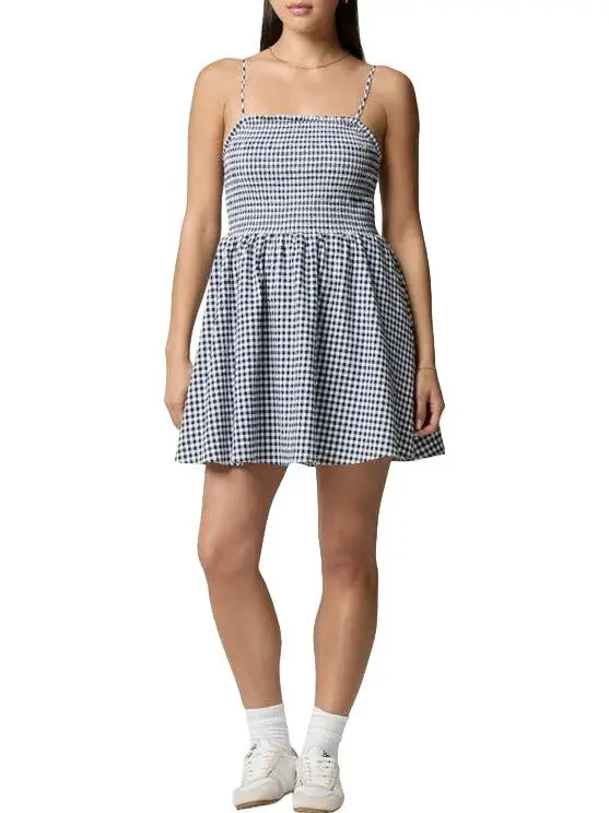 FLORENCE BY MILLS Fit & Flare Smocked Minidress - Black/white Gingham