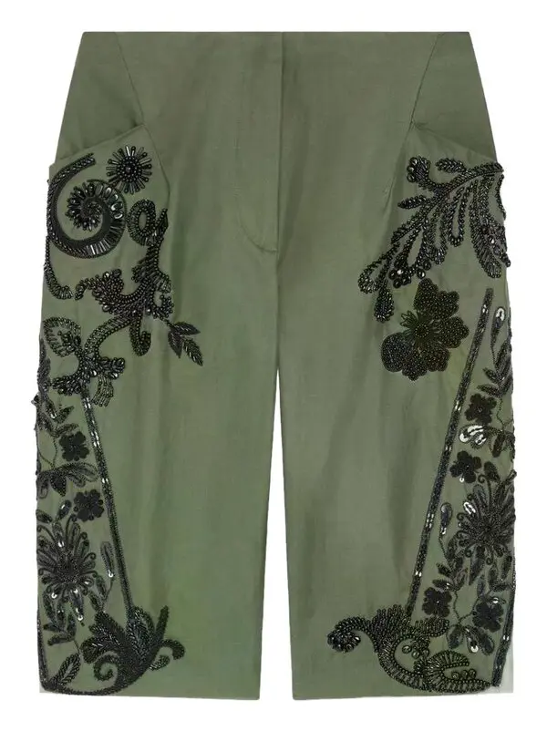 Dries Van Noten Embroidered Shorts - Green