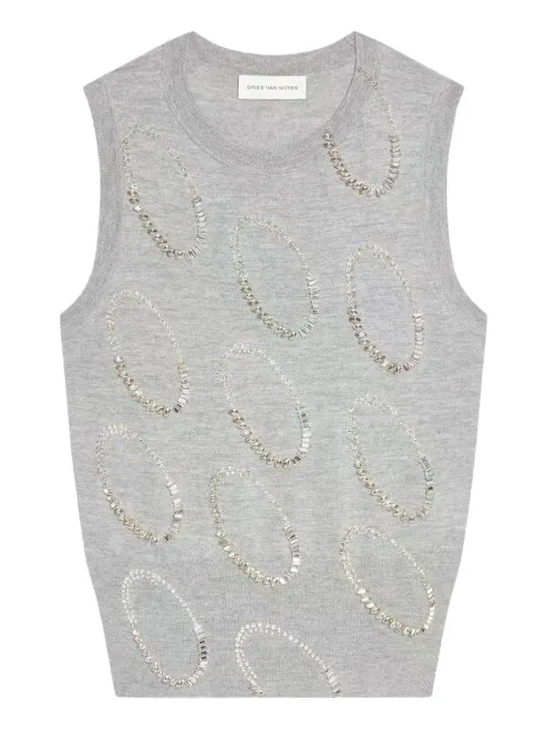 Dries Van Noten Sleeveless Embroidered Vest - Grey