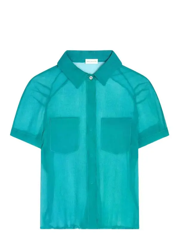 Dries Van Noten Fitted Silk Shirt - Blue