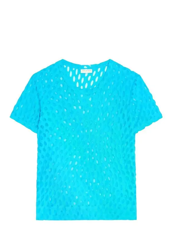 Dries Van Noten Dot-pattern Jersey T-shirt - Blue