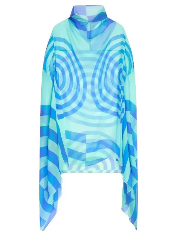 Dries Van Noten Patterned Cape Dress - Blue
