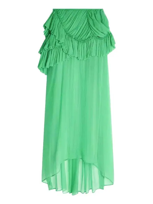 Dries Van Noten Ruffled Silk Skirt - Green