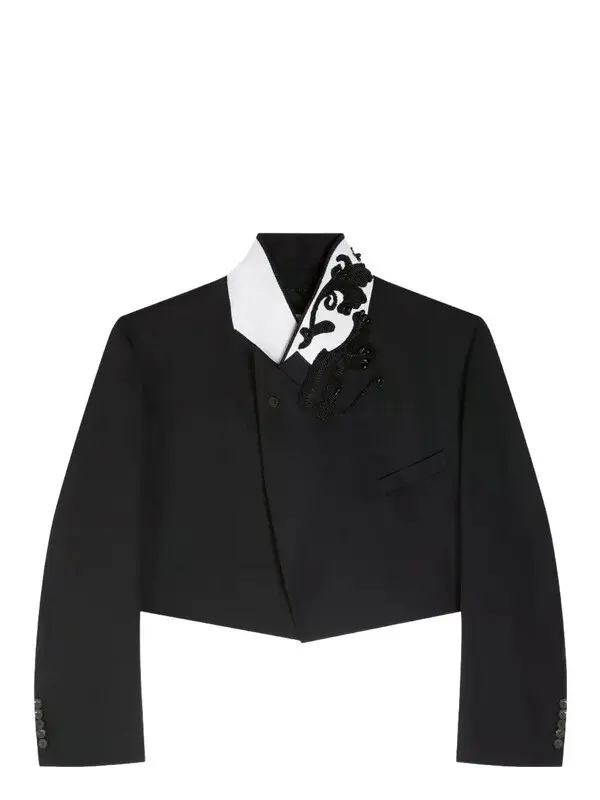 Dries Van Noten Embroidered Cropped Blazer - Black