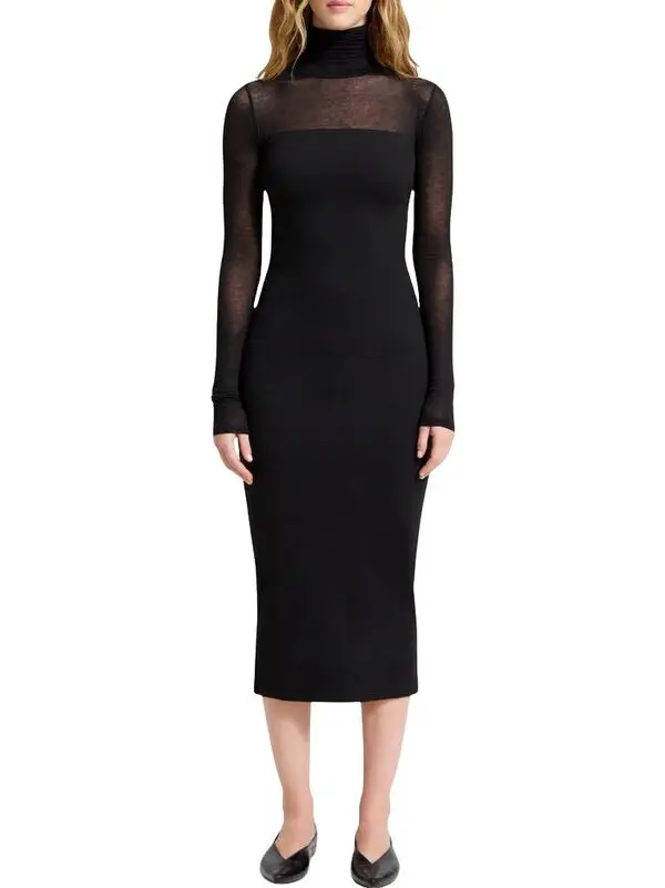 MARCELLA Marina Turtleneck Body-con Midi Dress - Black