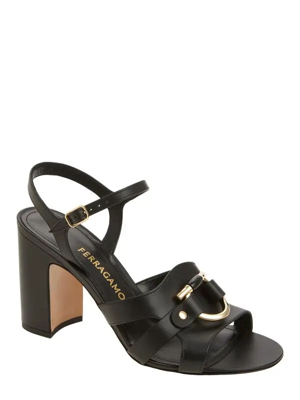 FERRAGAMO Lumya Gancio Ankle Strap Sandals - Black