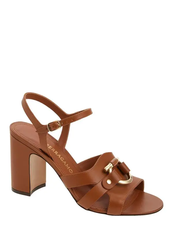 FERRAGAMO Lumya Gancio Ankle Strap Sandals - Brown