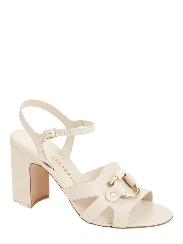 FERRAGAMO Lumya Gancio Ankle Strap Sandals - White